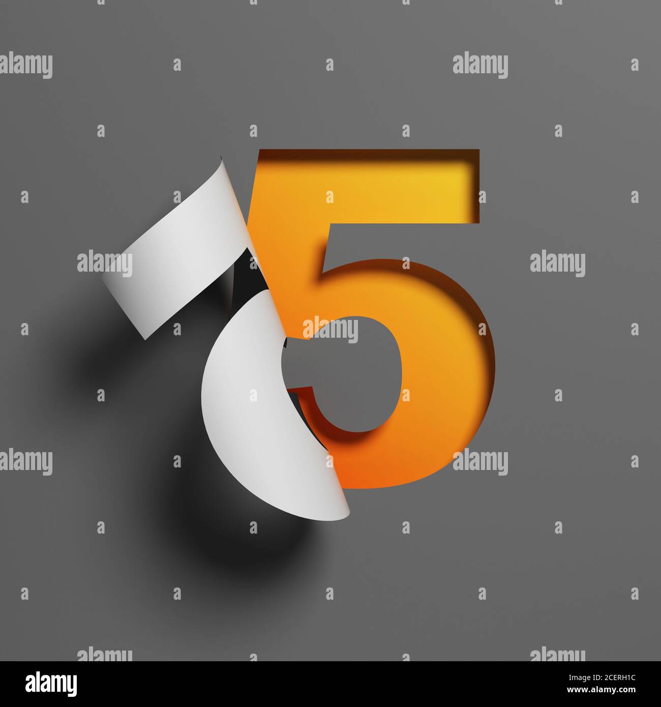 Curl paper font 3d rendering number 5 Stock Photo - Alamy