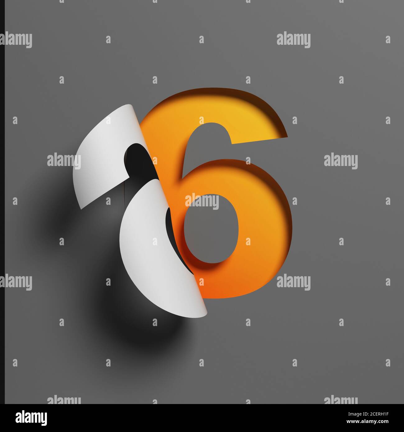 Curl paper font 3d rendering number 6 Stock Photo - Alamy