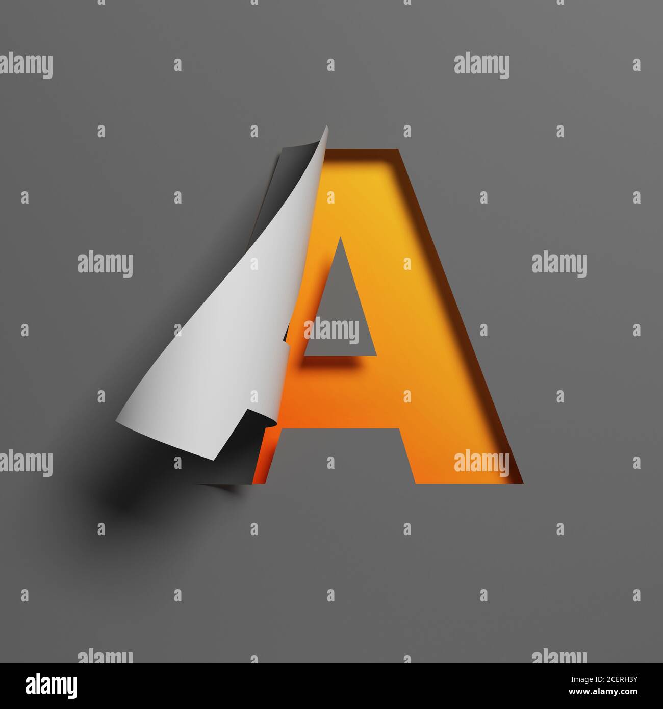 Curl paper font 3d rendering letter A Stock Photo - Alamy