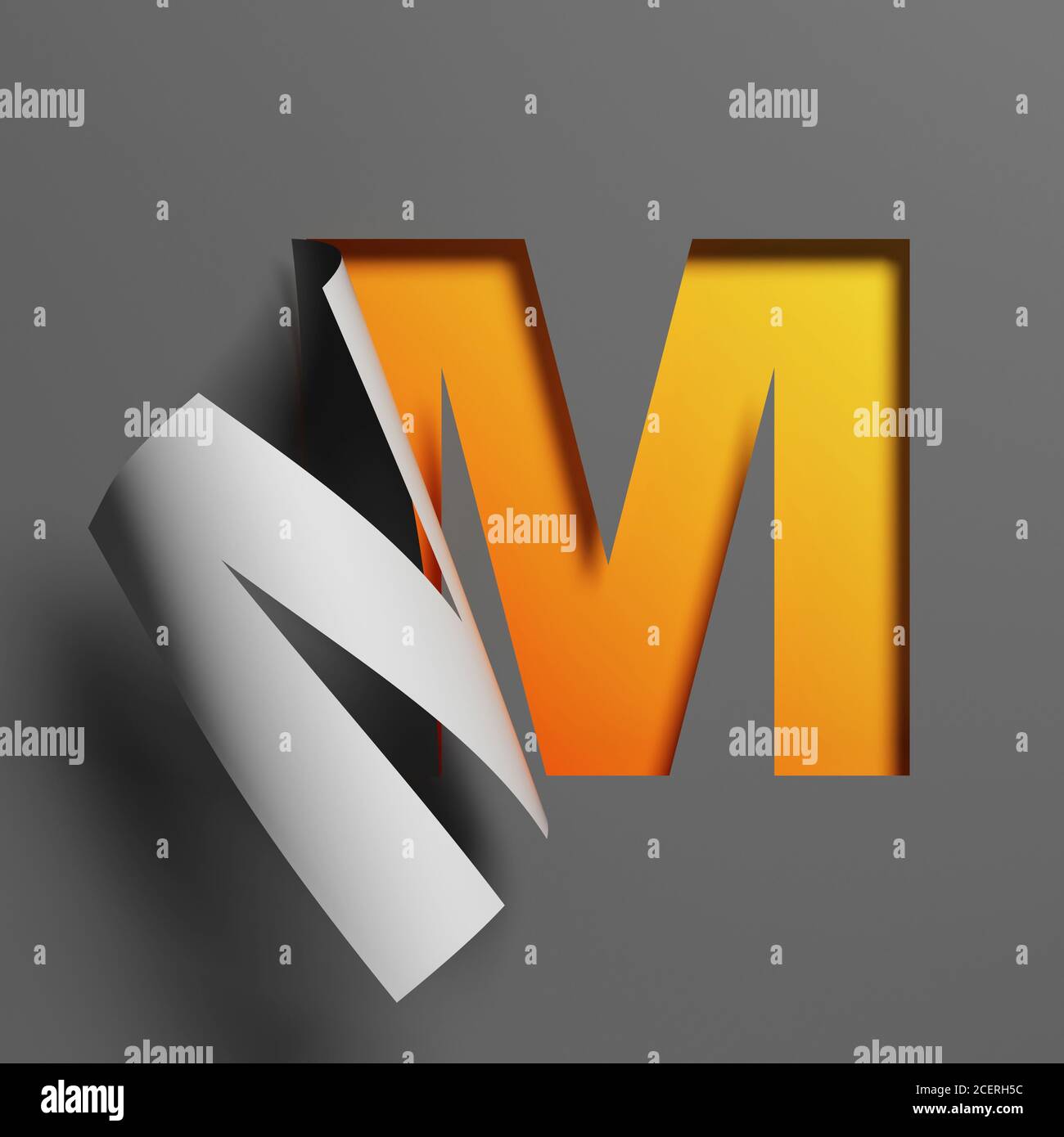 Curl paper font 3d rendering letter M Stock Photo - Alamy