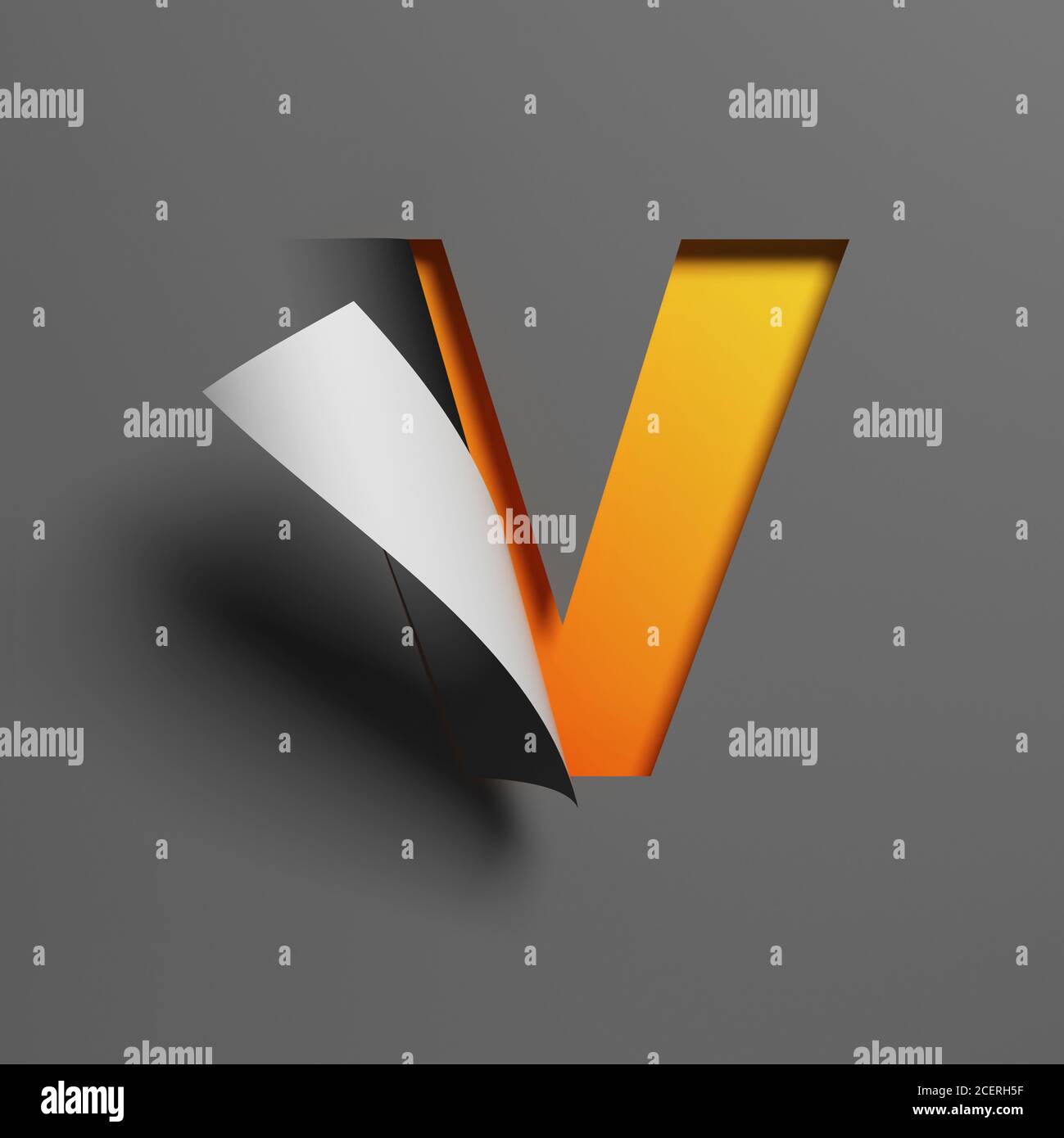 Curl paper font 3d rendering letter V Stock Photo - Alamy