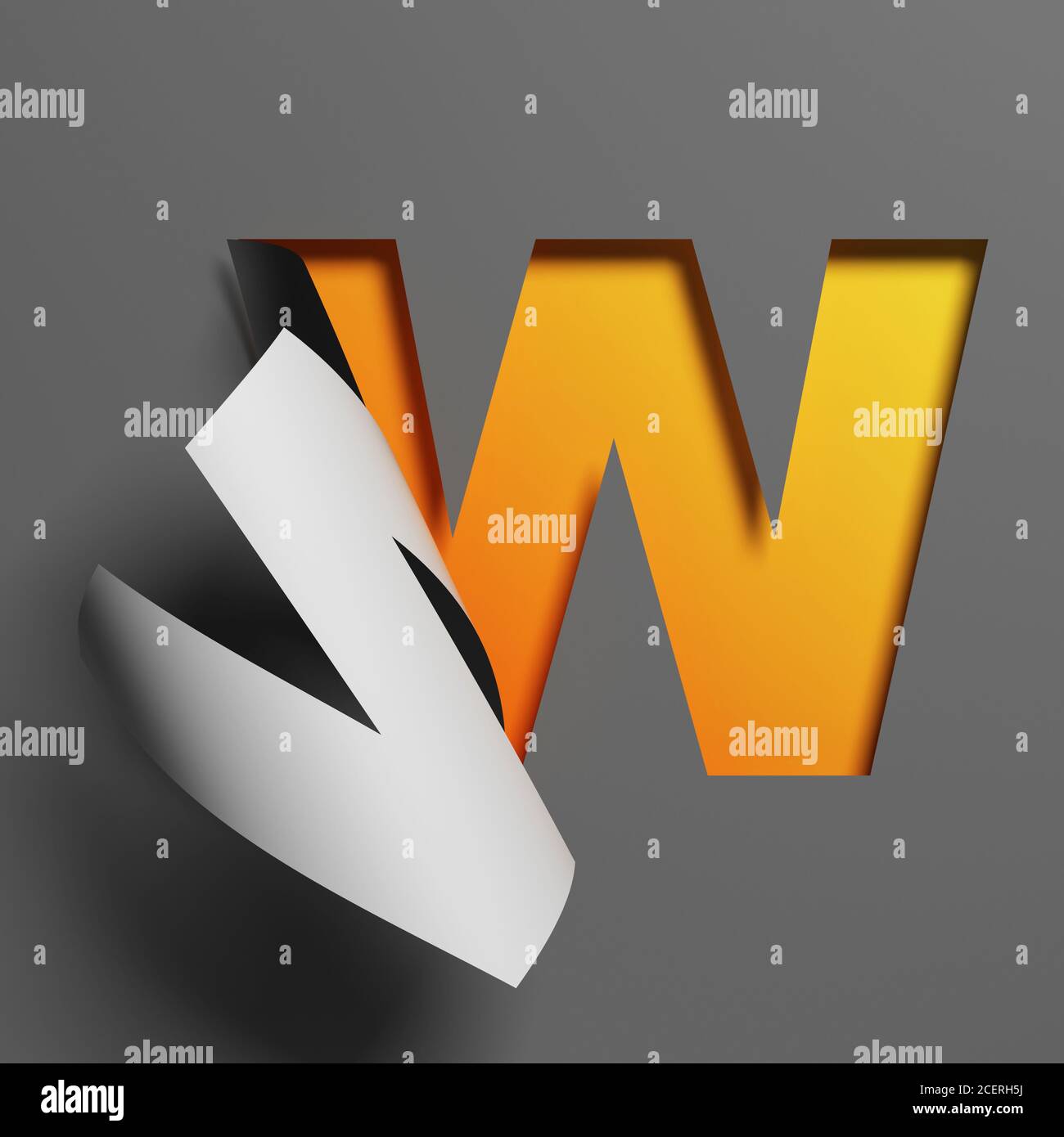 Curl paper font 3d rendering letter W Stock Photo - Alamy