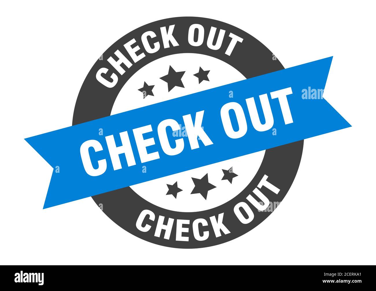 check out sign. round isolated sticker. ribbon tag Stock Vector Image ...