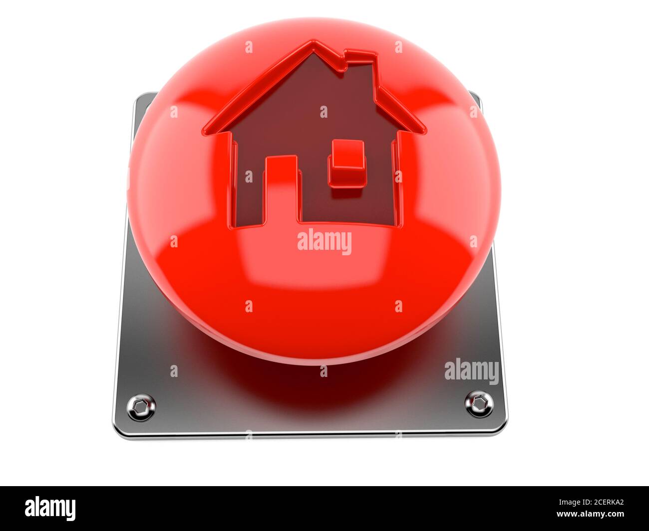 Push button with house icon concept isolated on white background Stock ...