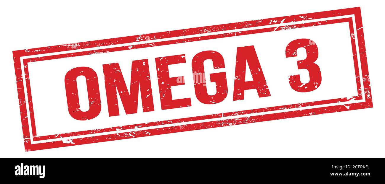 OMEGA 3 red grungy rectangle stamp sign Stock Photo - Alamy