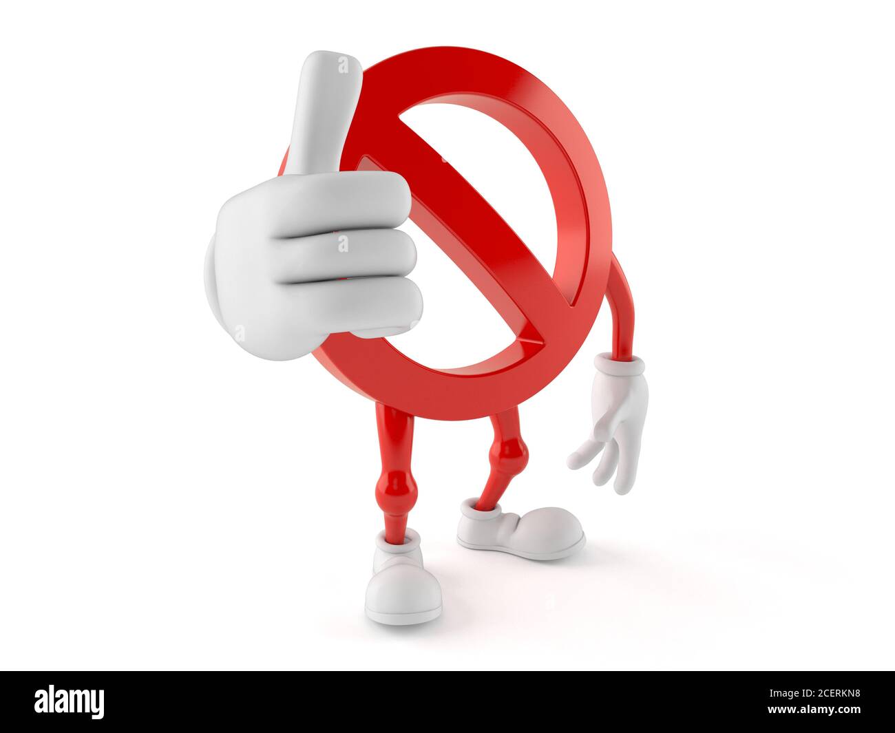 Forbidden character with thumbs up isolated on white background Stock ...