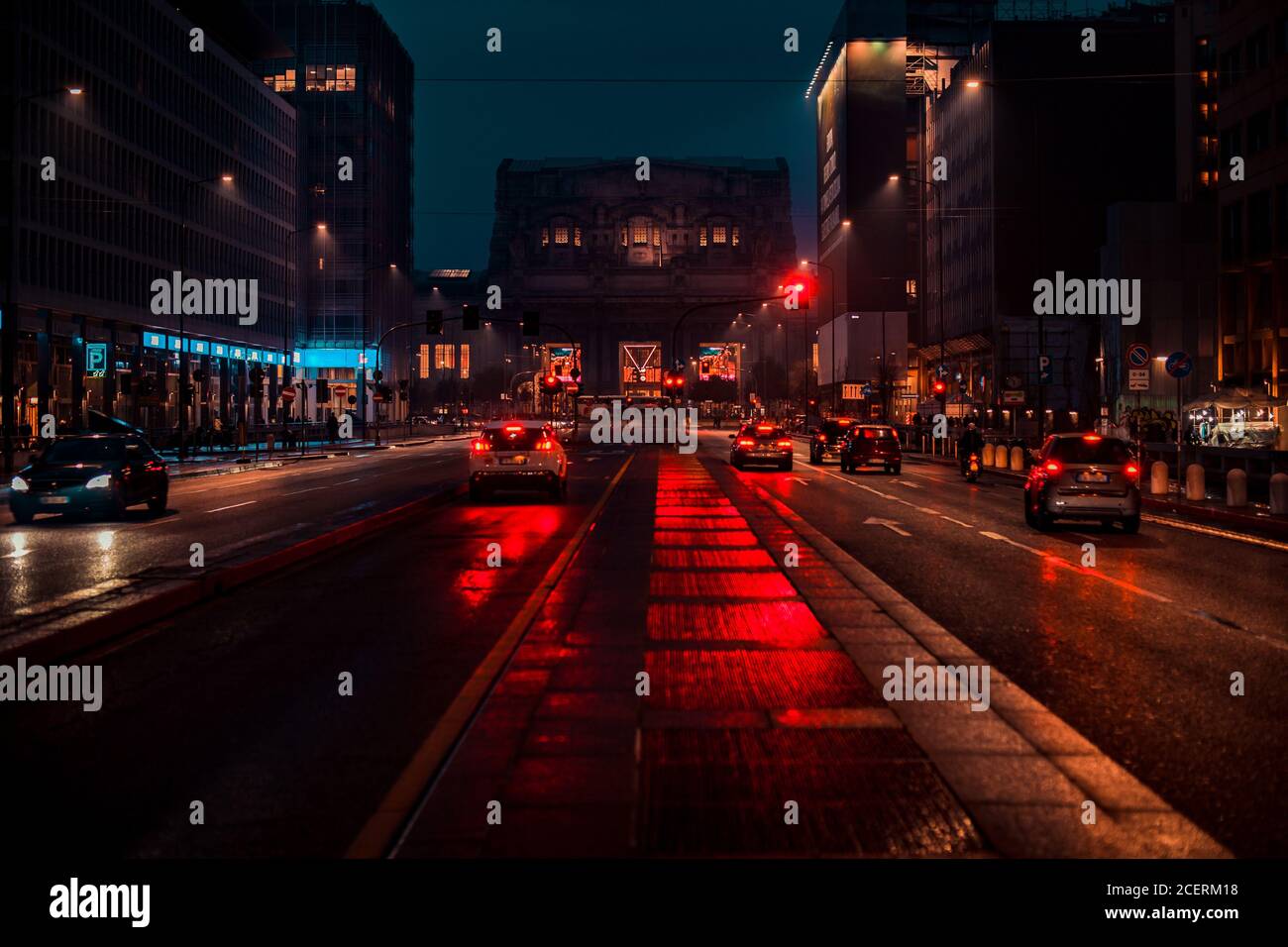 Rainy day view of Milan city Central Station Stock Photo - Alamy