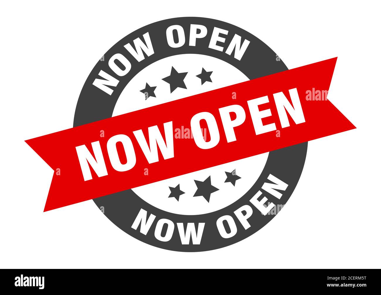 Now open sticker black hi-res stock photography and images - Alamy