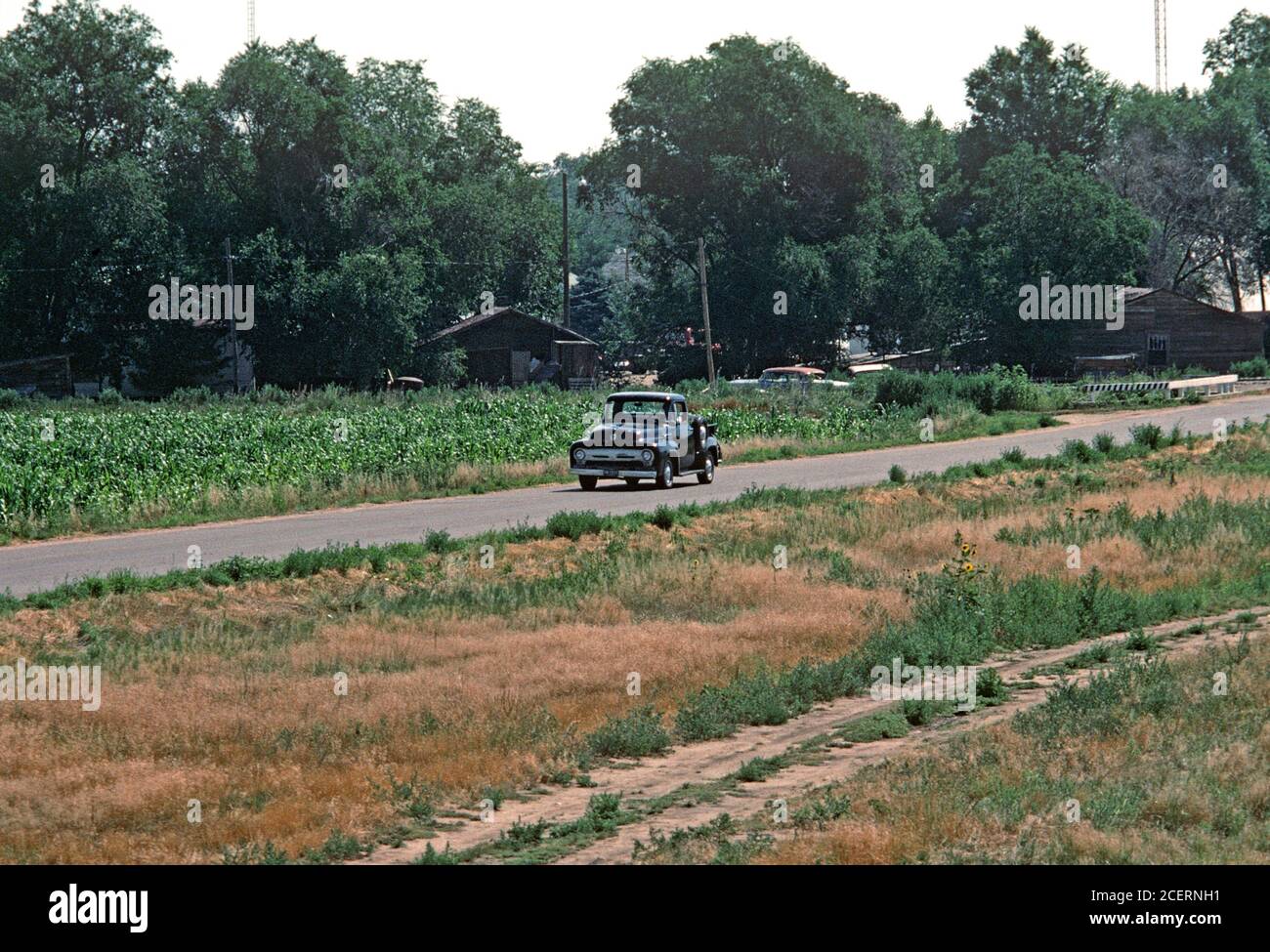 CLASSIC PICKUP TRUCK PHOTOGRAPHED FROM AMTRAK TRAIN, USA, 1970s Stock ...