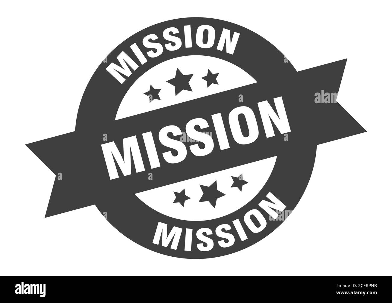 mission sign. round isolated sticker. ribbon tag Stock Vector Image ...