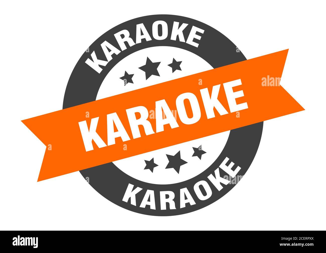 karaoke sign. round isolated sticker. ribbon tag Stock Vector Image ...