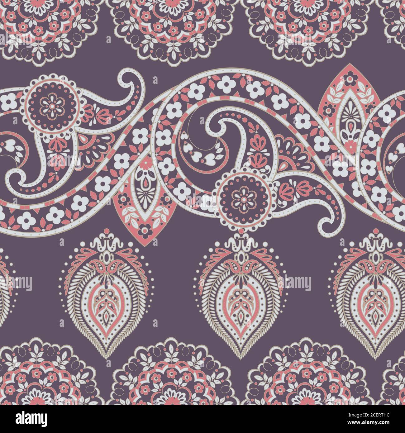 ethnic flowers seamless vector pattern Stock Vector Image & Art - Alamy