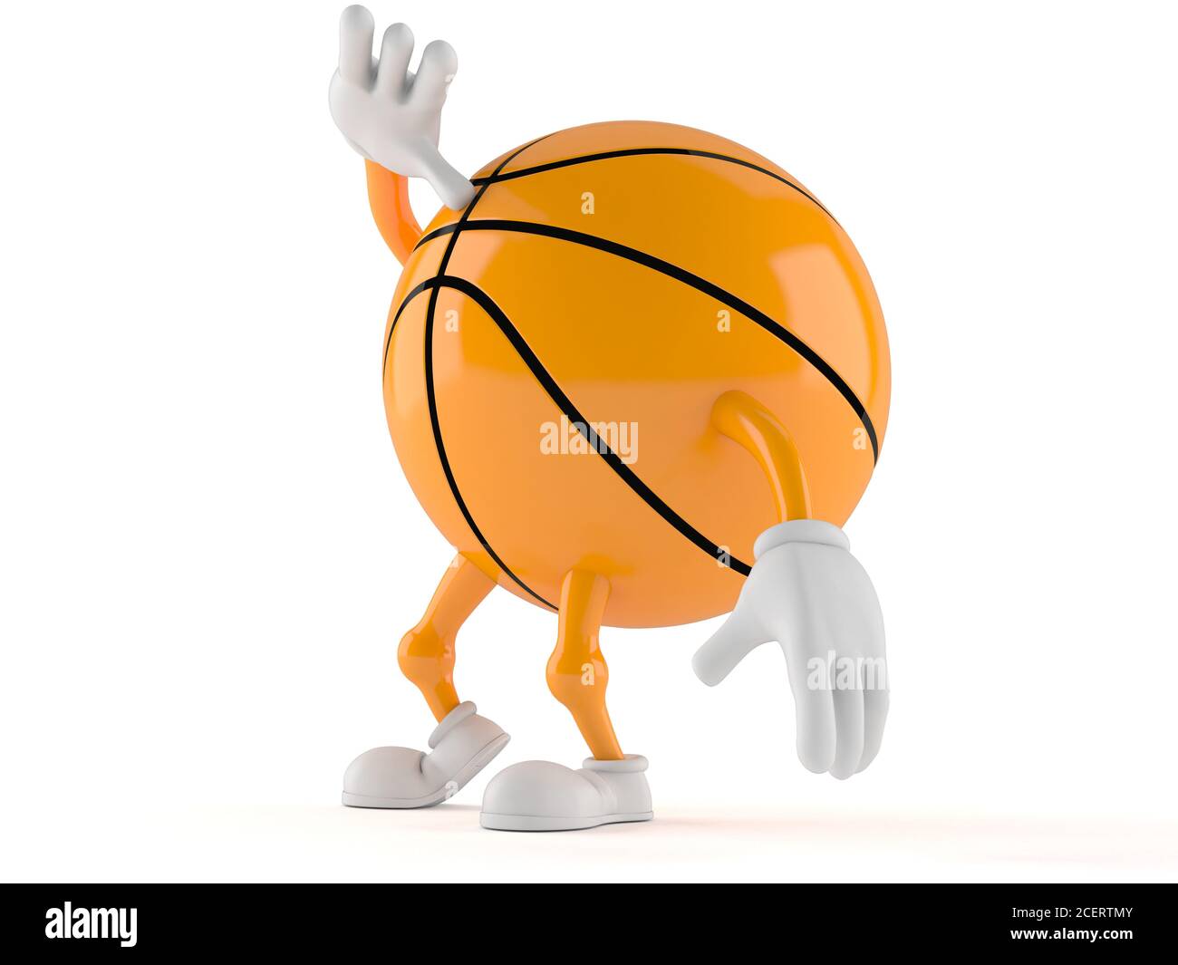 Basketball character looking up isolated on white background Stock ...