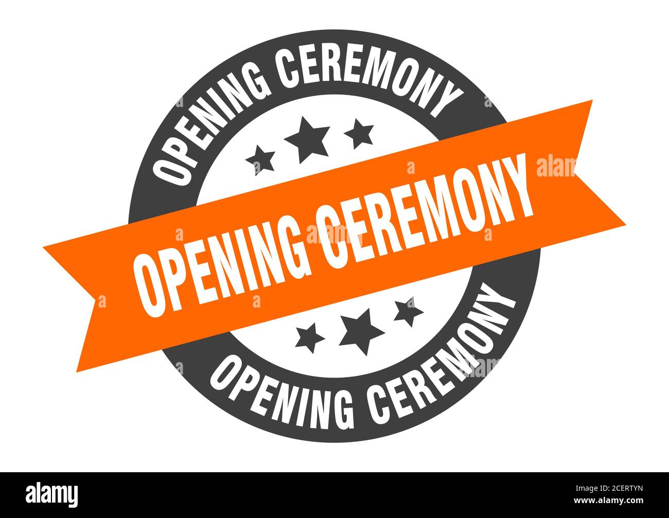 opening ceremony sign. round isolated sticker. ribbon tag Stock Vector ...