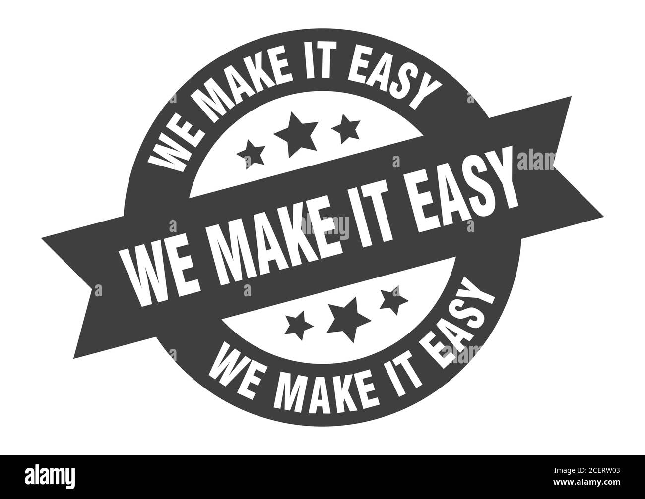 we make it easy sign. round isolated sticker. ribbon tag Stock Vector ...