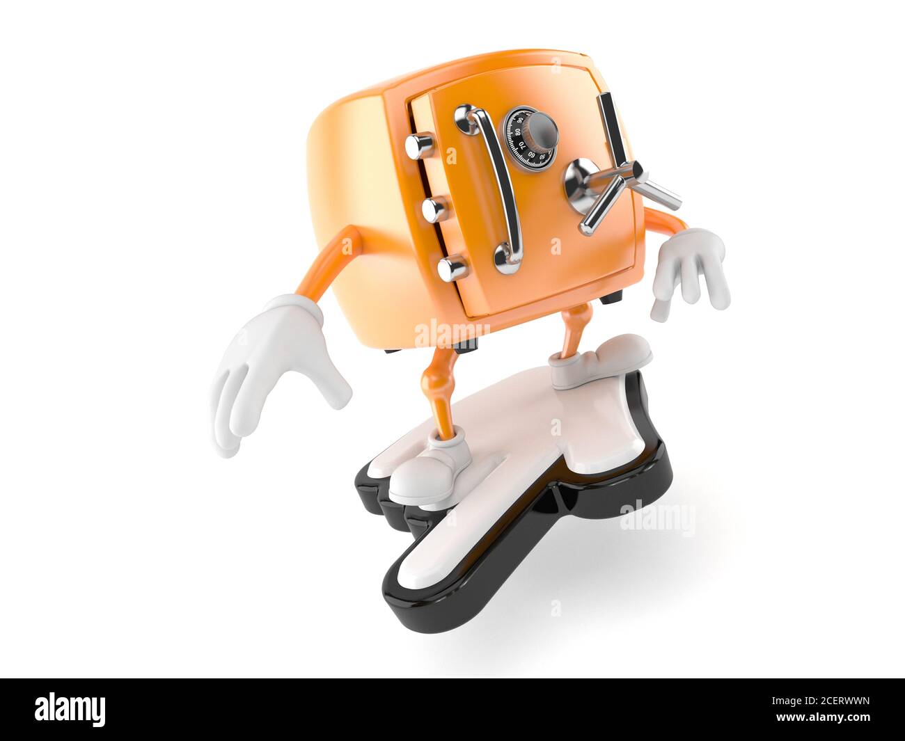 Safe character surfing on cursor isolated on white background Stock ...