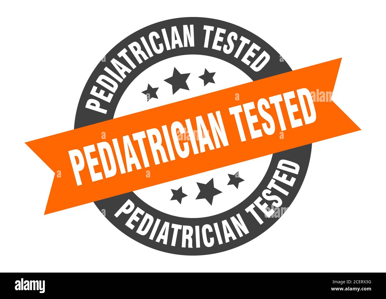 pediatrician tested sign. round isolated sticker. ribbon tag Stock ...
