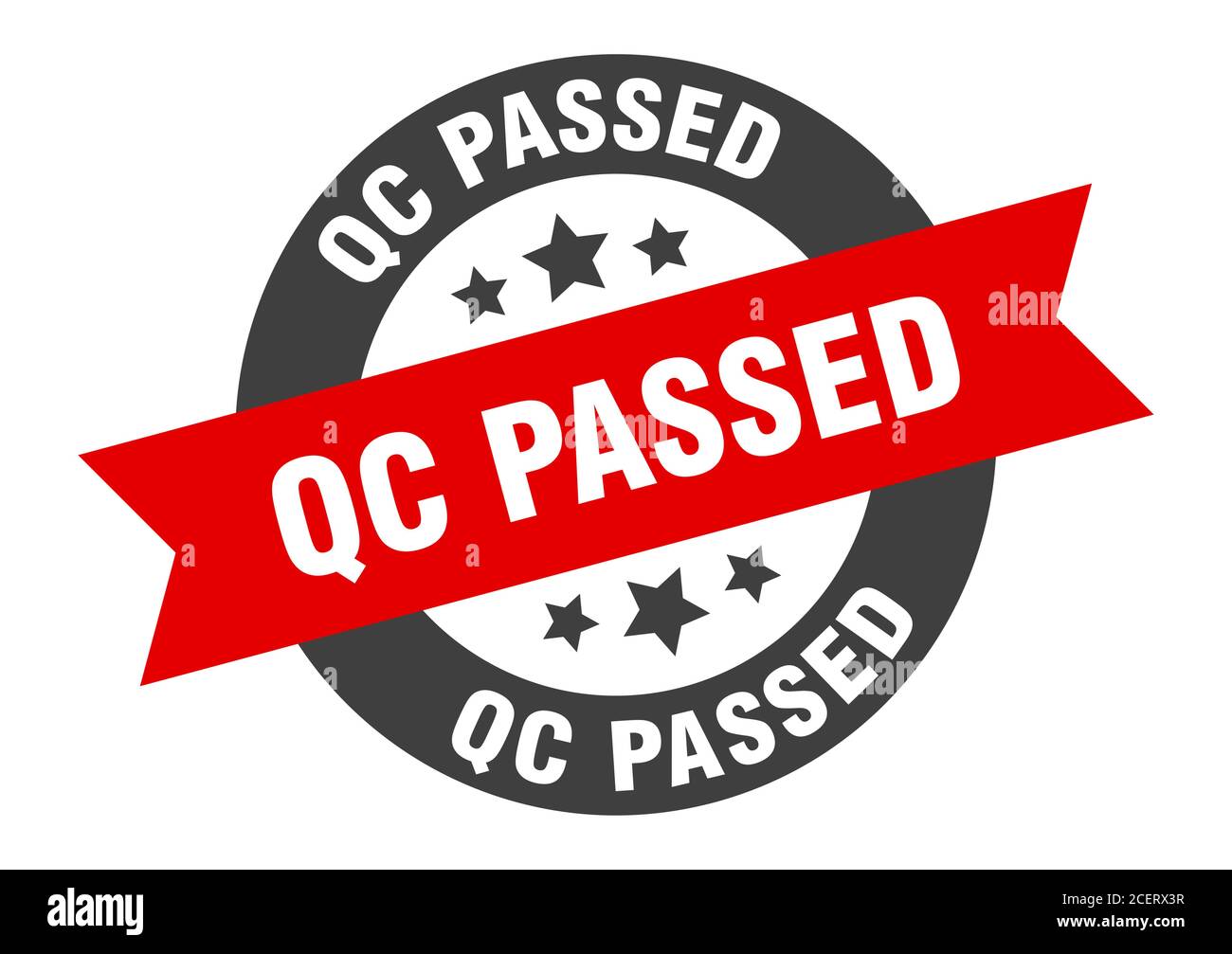 qc passed sign. round isolated sticker. ribbon tag Stock Vector Image ...