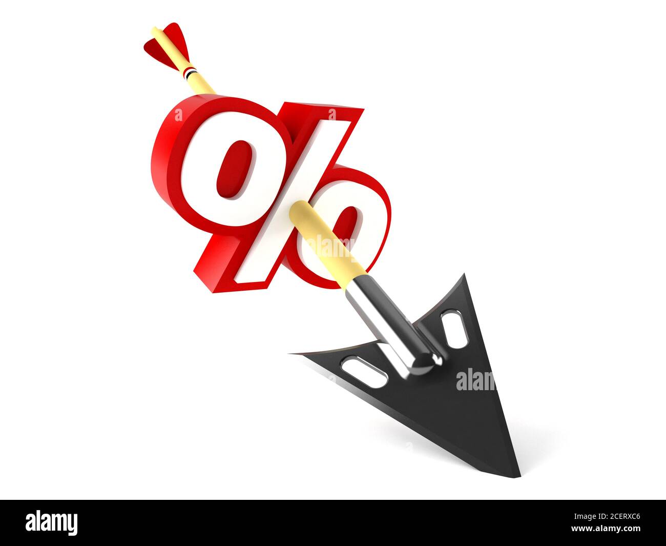 Arrow with percent symbol isolated on white background Stock Photo - Alamy