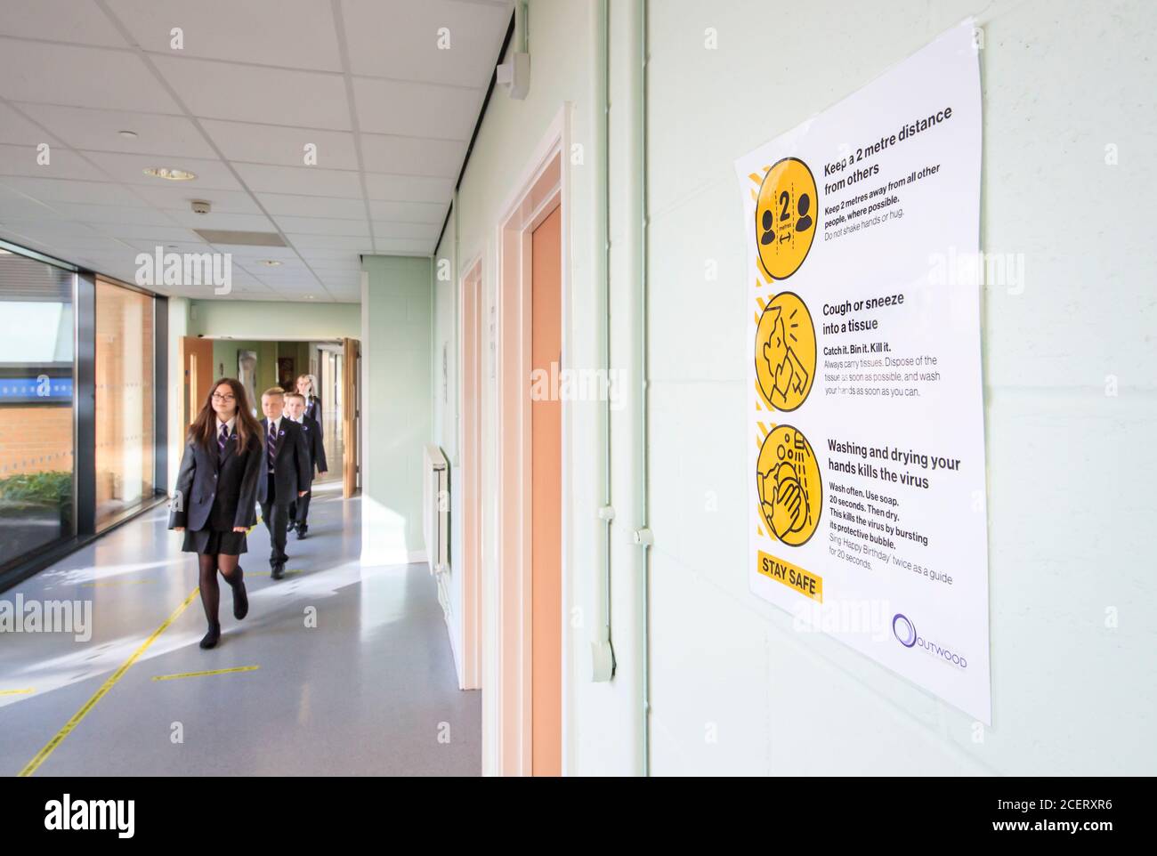 Pupils social distance at outwood academy adwick in doncaster hi-res ...