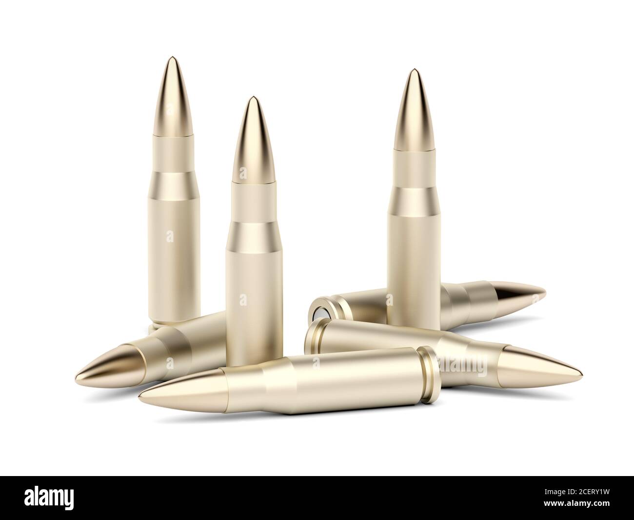 Many rifle bullets on white background Stock Photo - Alamy