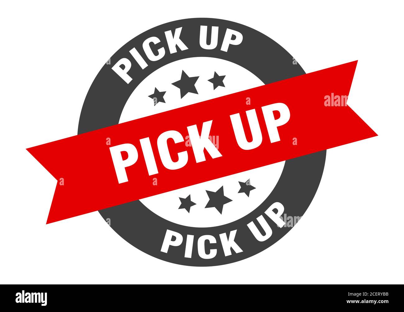 pick up sign. round isolated sticker. ribbon tag Stock Vector Image ...