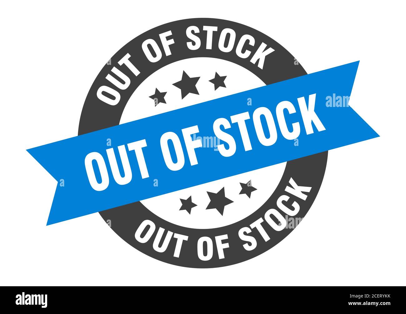 out of stock sign. round isolated sticker. ribbon tag Stock Vector ...