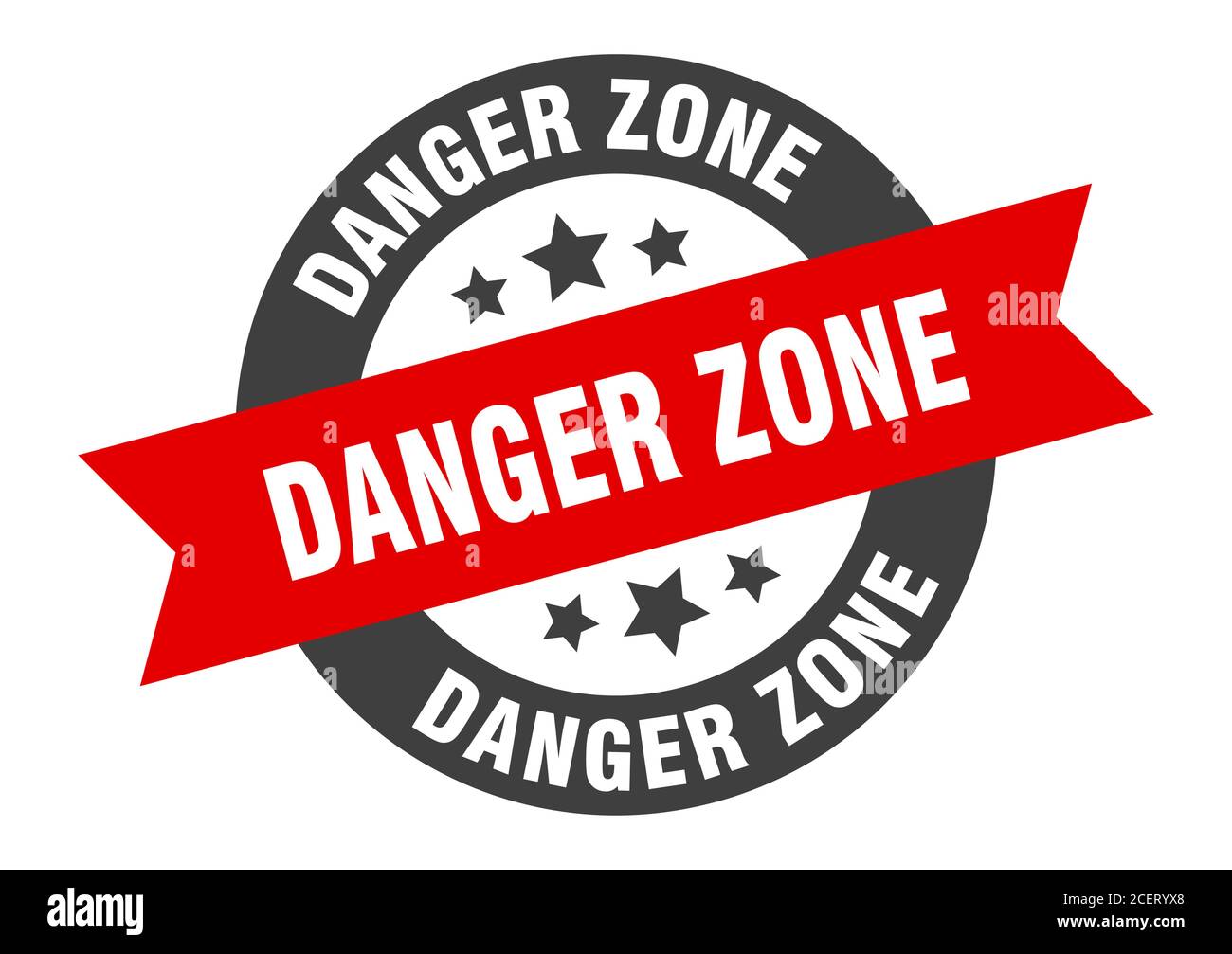 danger zone sign. round isolated sticker. ribbon tag Stock Vector Image ...