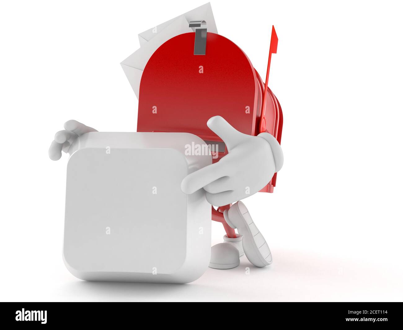 Mailbox character with blank keyboard key isolated on white background ...