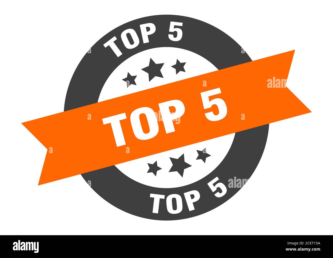 top 5 sign. round isolated sticker. ribbon tag Stock Vector Image & Art ...