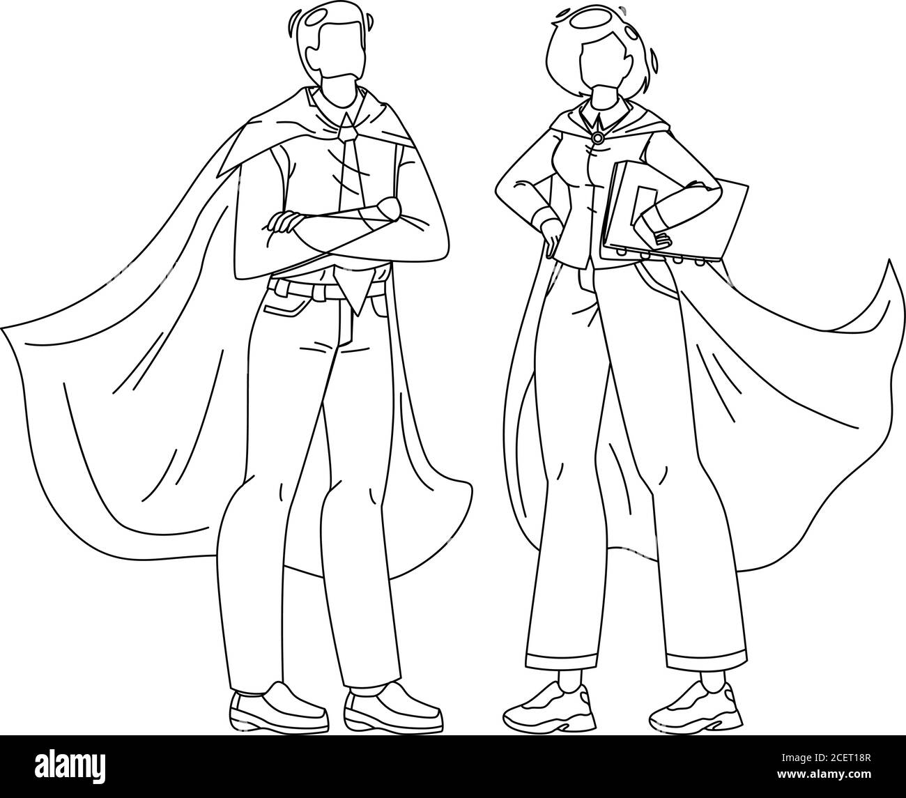 Bravery Superheroes Courage Man And Woman Vector Stock Vector Image ...