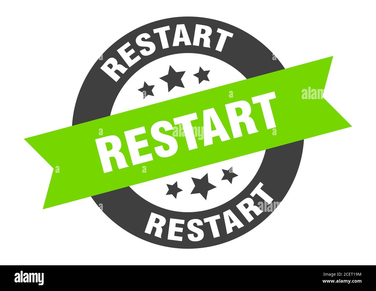 restart sign. round isolated sticker. ribbon tag Stock Vector Image ...