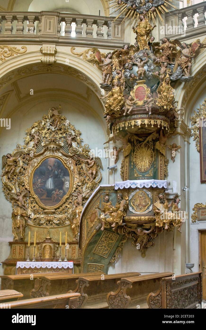 Pulpit at Visitation of Our Lady Basilica at sanctuary in Wambierzyce ...