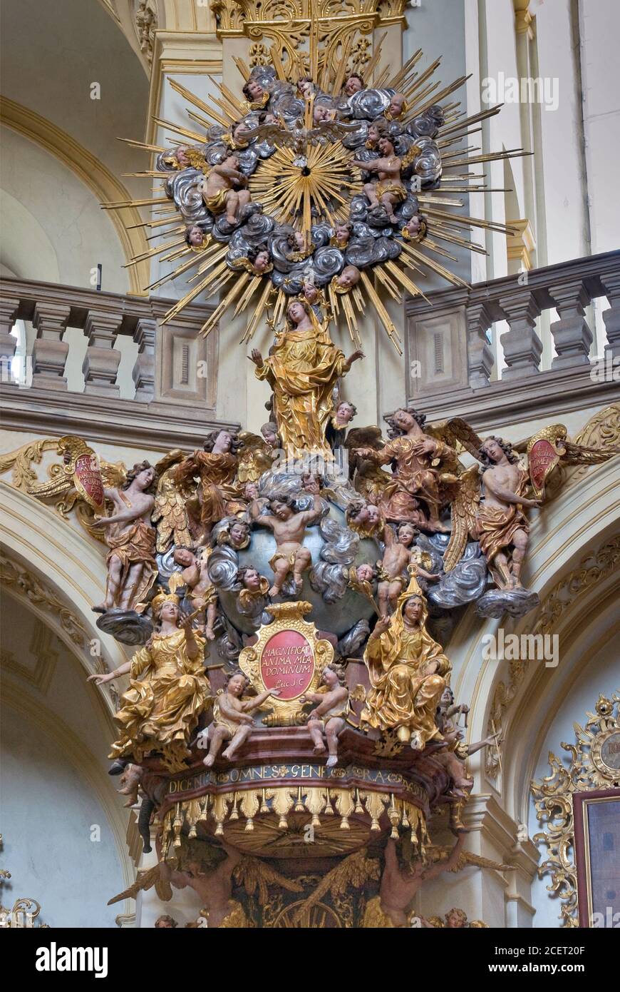 Detail of pulpit at Visitation of Our Lady Basilica at sanctuary in ...