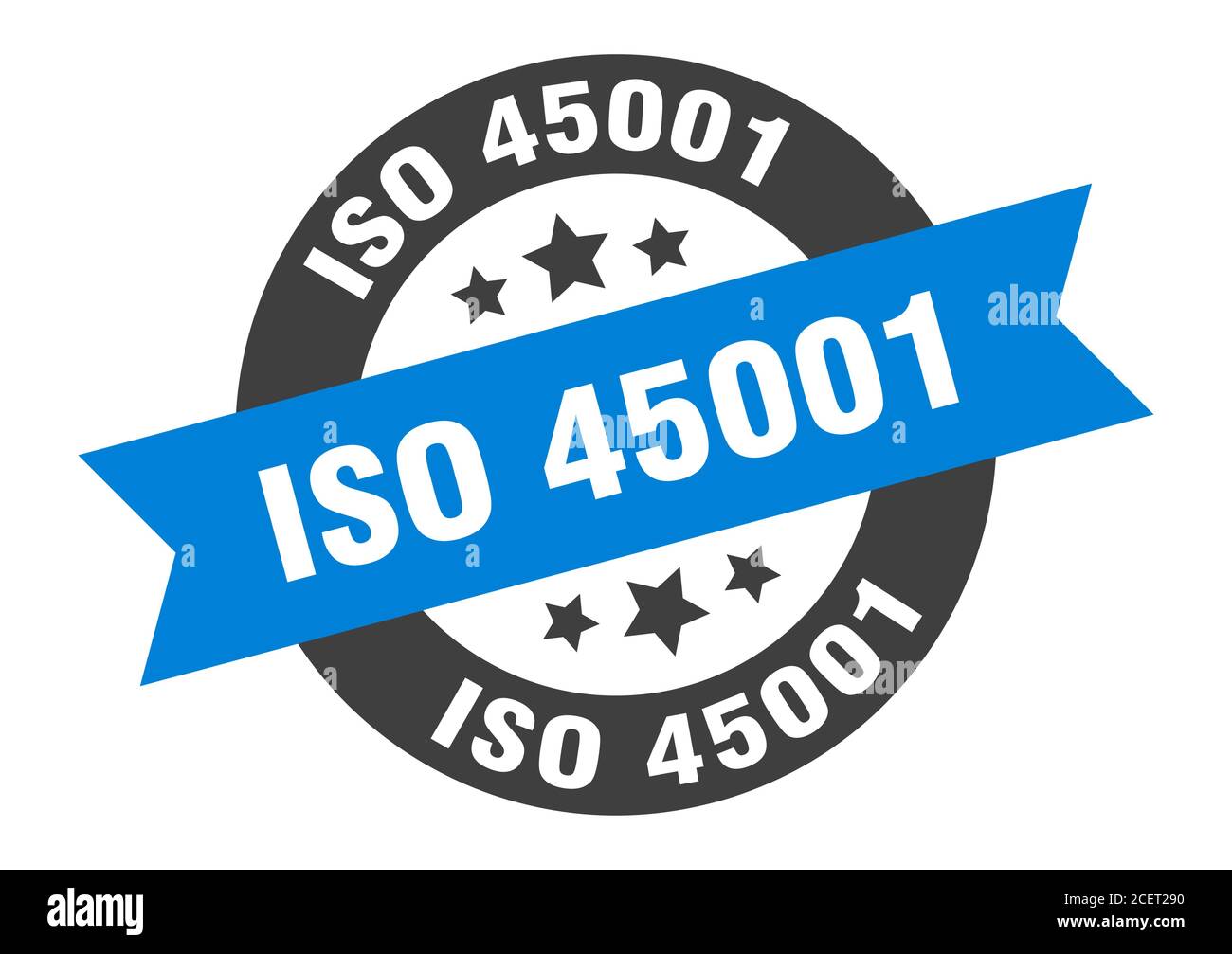 iso 45001 sign. round isolated sticker. ribbon tag Stock Vector Image ...