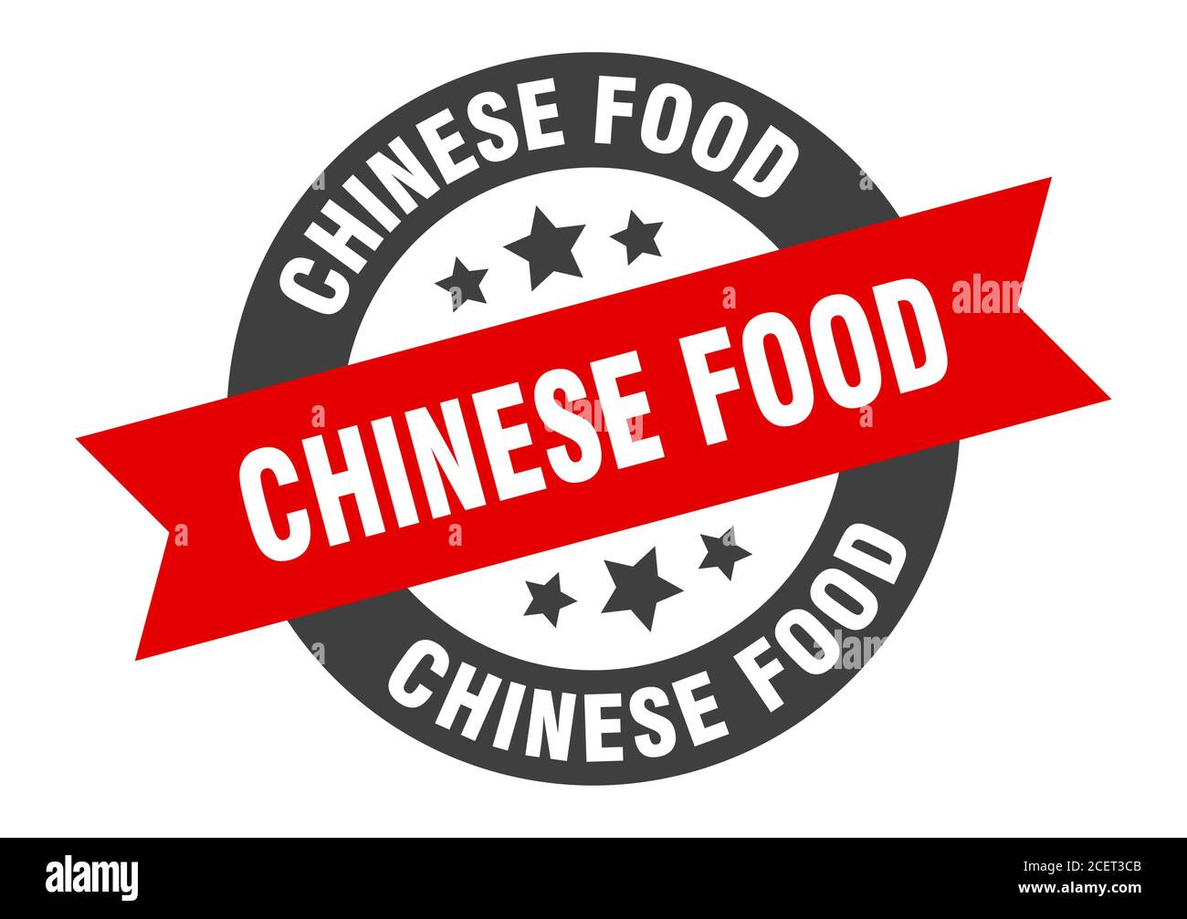 chinese food sign. round isolated sticker. ribbon tag Stock Vector ...