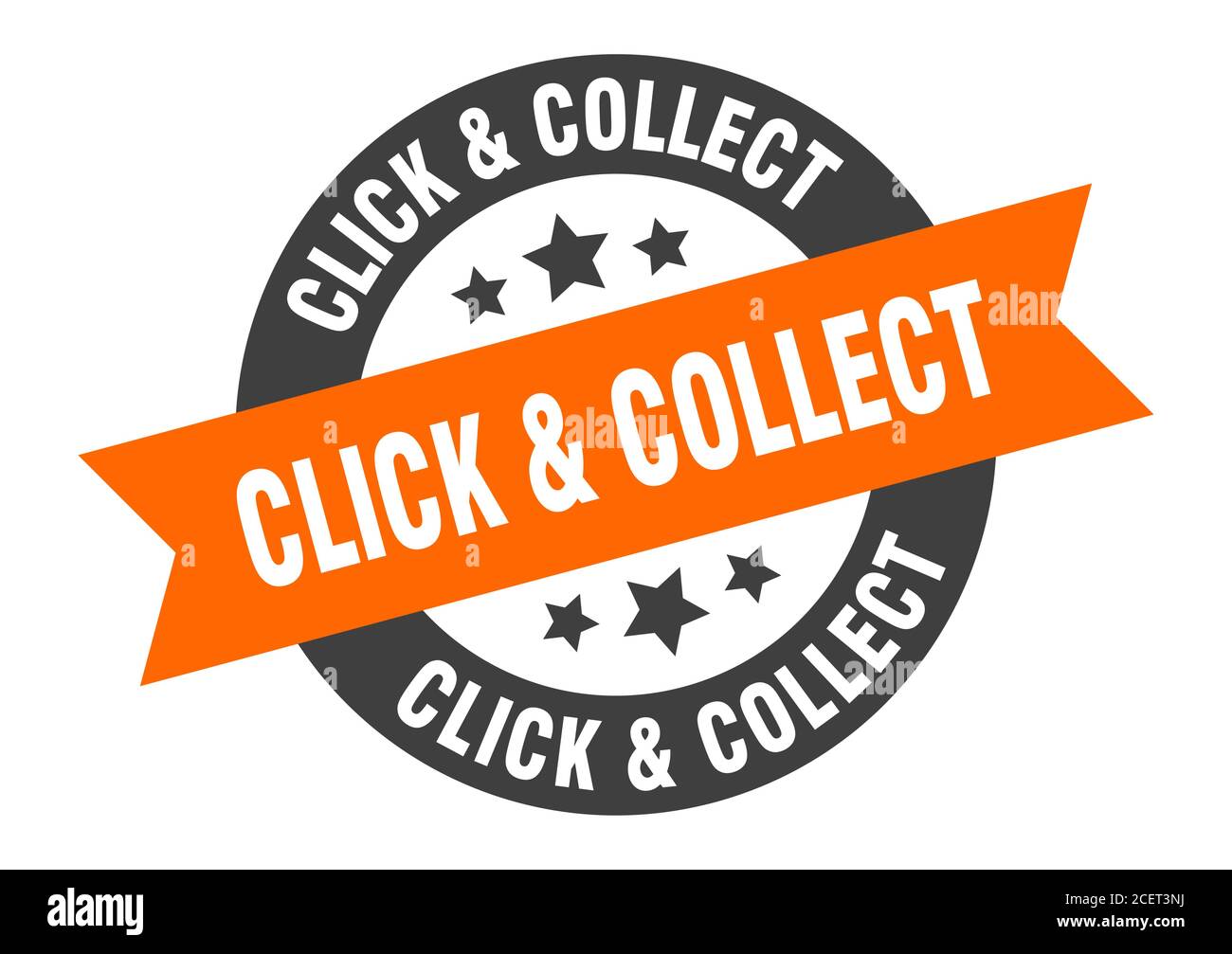 click & collect sign. round isolated sticker. ribbon tag Stock Vector ...