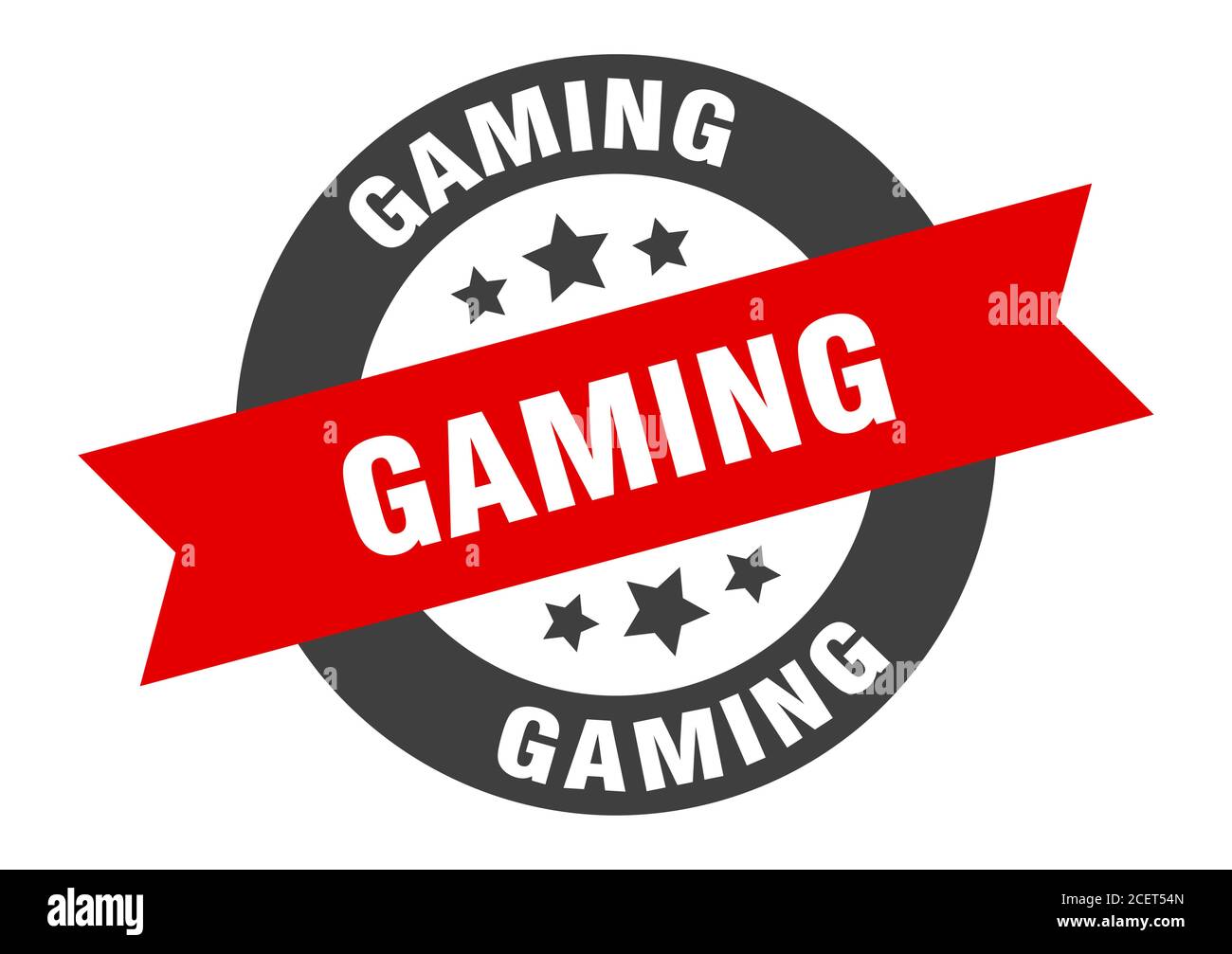 gaming sign. round isolated sticker. ribbon tag Stock Vector Image ...