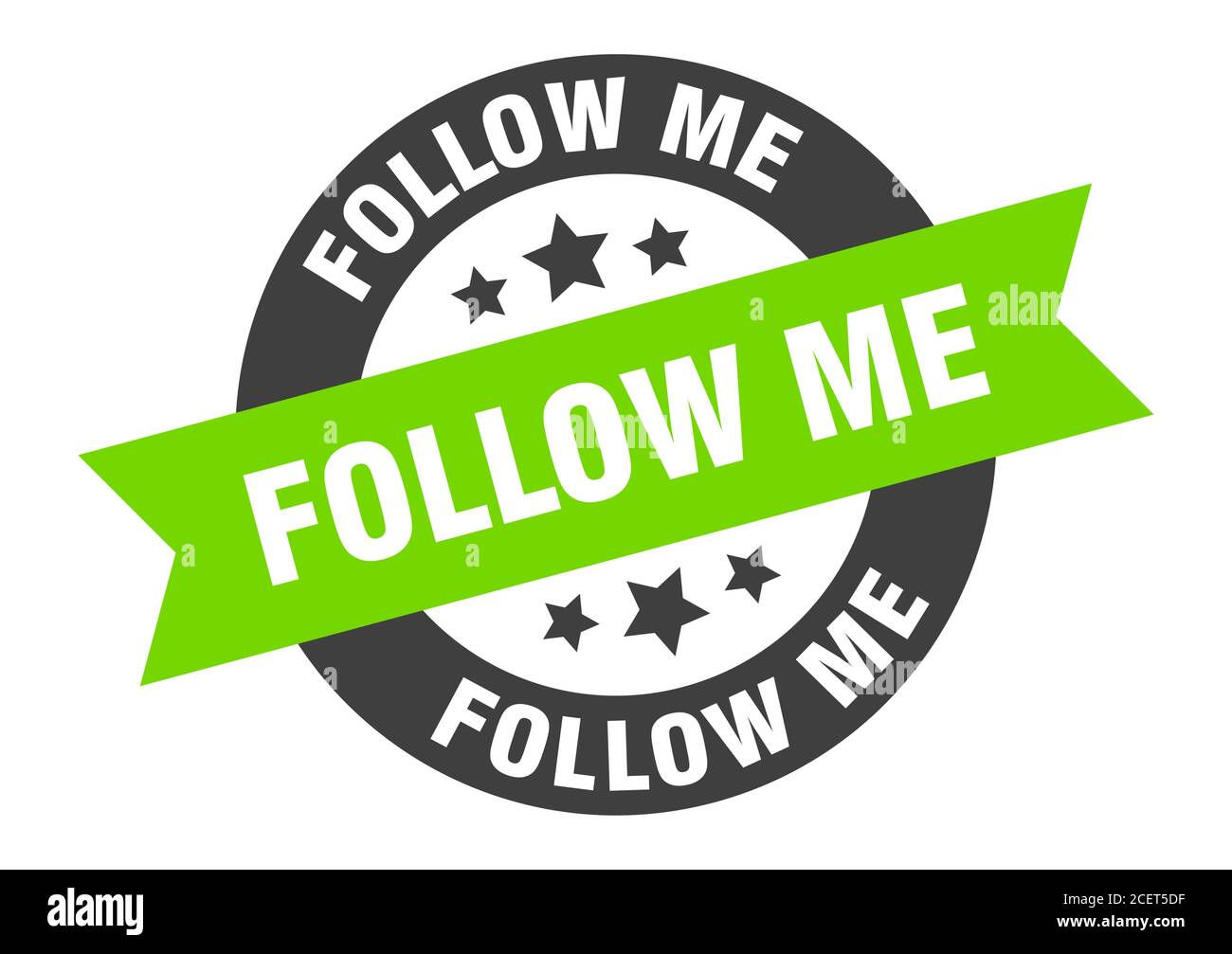 follow me sign. round isolated sticker. ribbon tag Stock Vector Image ...