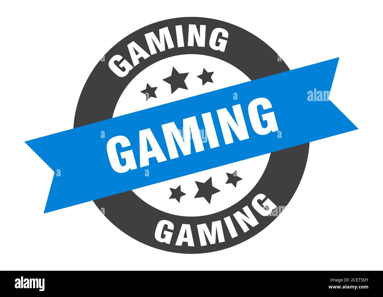 gaming sign. round isolated sticker. ribbon tag Stock Vector Image ...