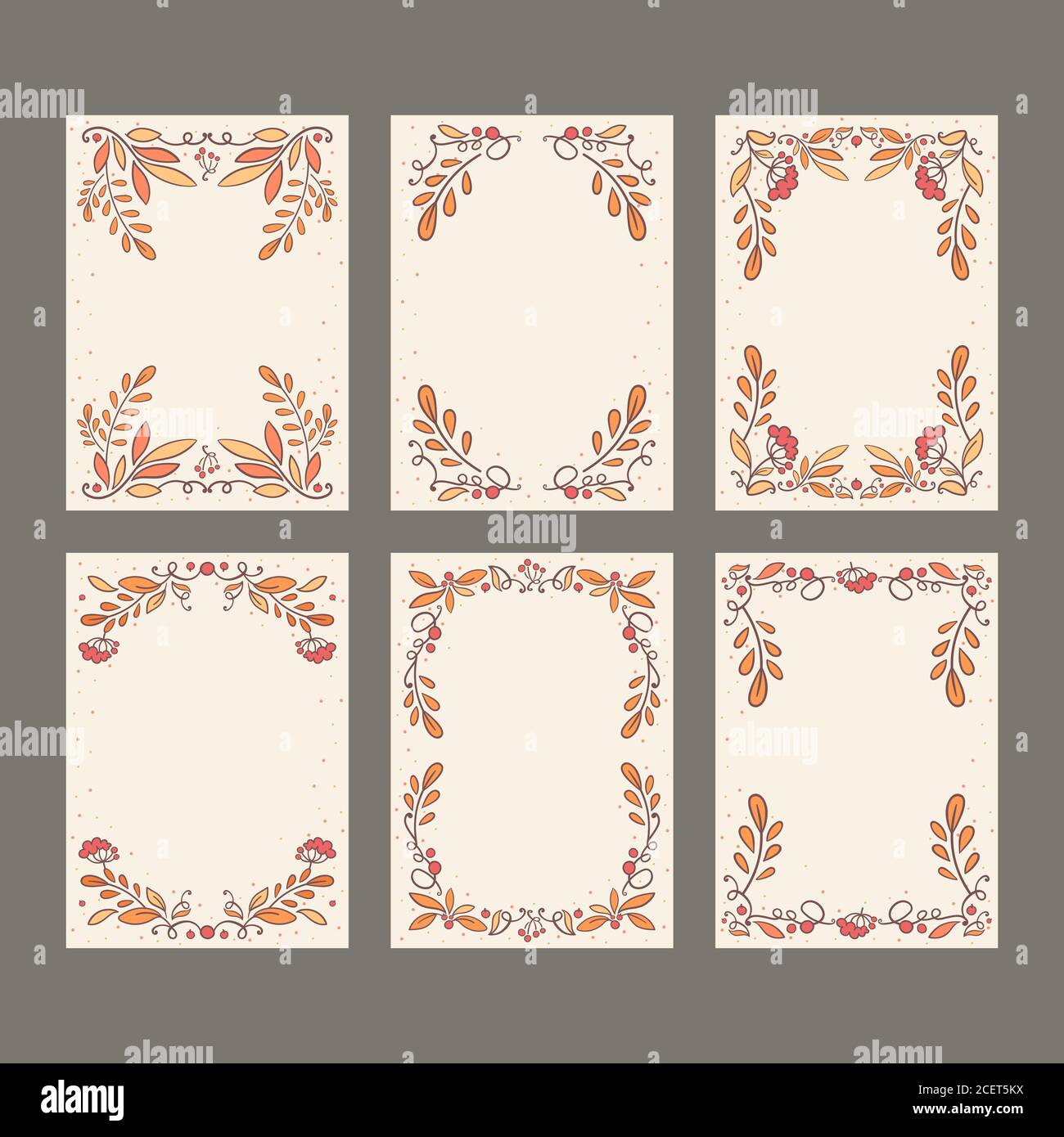 Set of Autumn Frames for Stationery Designs. Layouts of Writing paper ...