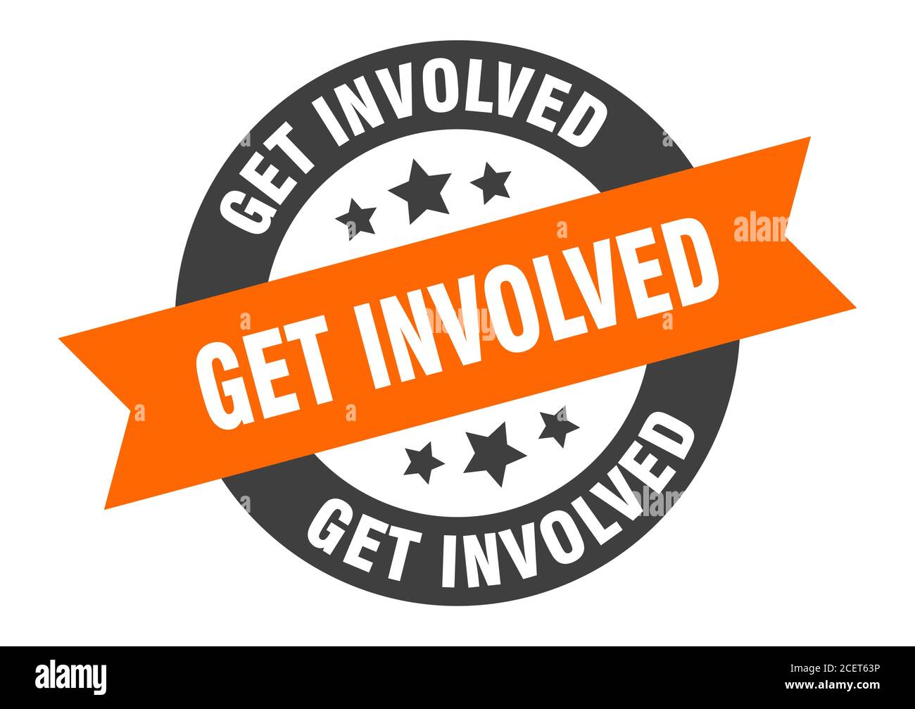 get involved sign. round isolated sticker. ribbon tag Stock Vector ...