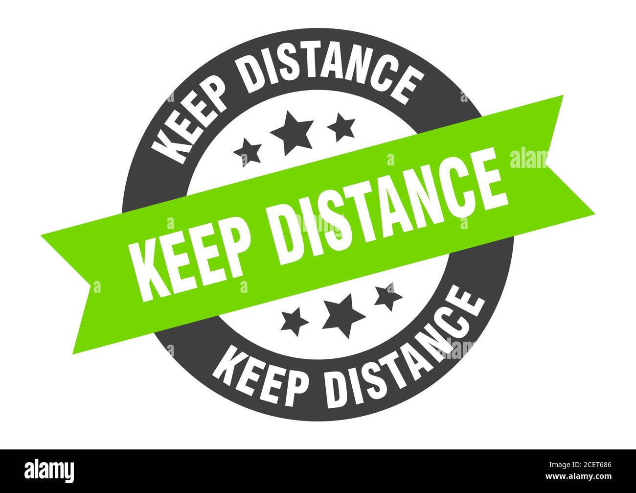 keep distance sign. round isolated sticker. ribbon tag Stock Vector ...