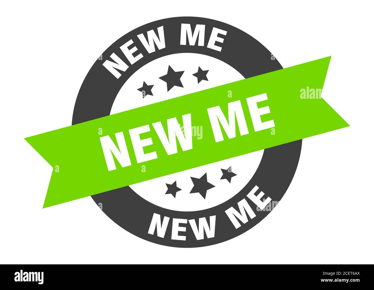 new me sign. round isolated sticker. ribbon tag Stock Vector Image ...