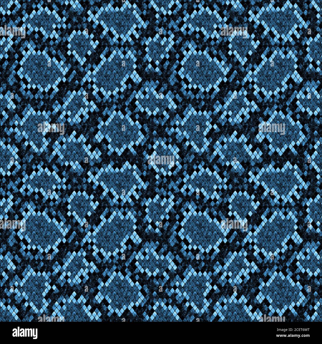 Snakeskin seamless pattern. Black and blue reptile repeating texture ...