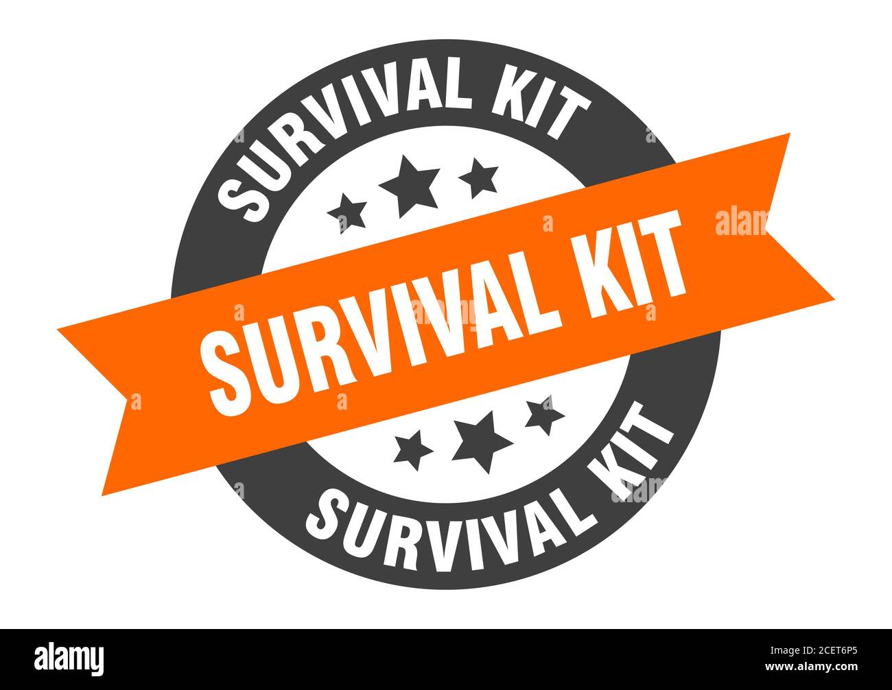 survival kit sign. round isolated sticker. ribbon tag Stock Vector ...