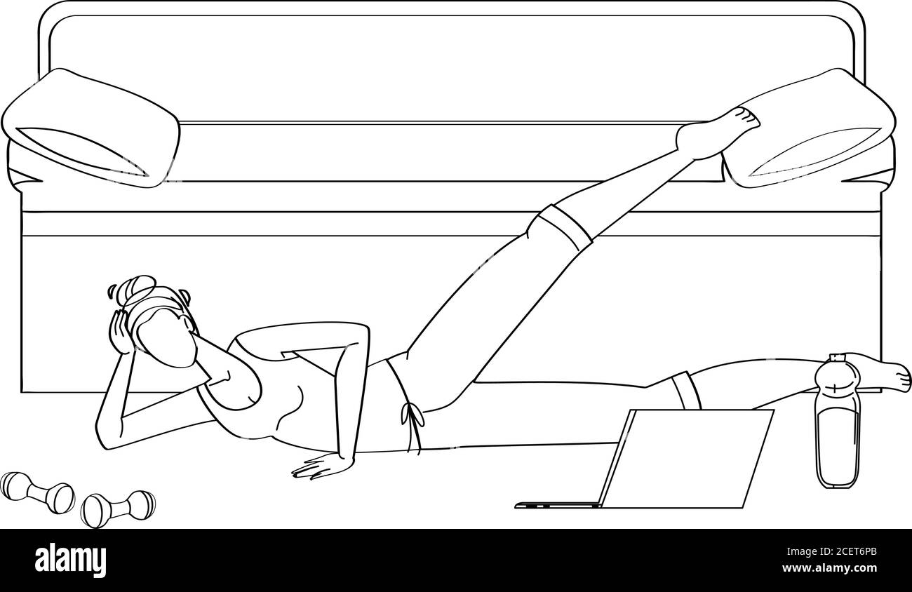 Woman Athlete Making Aerobics Exercise Vector Illustration Stock Vector ...