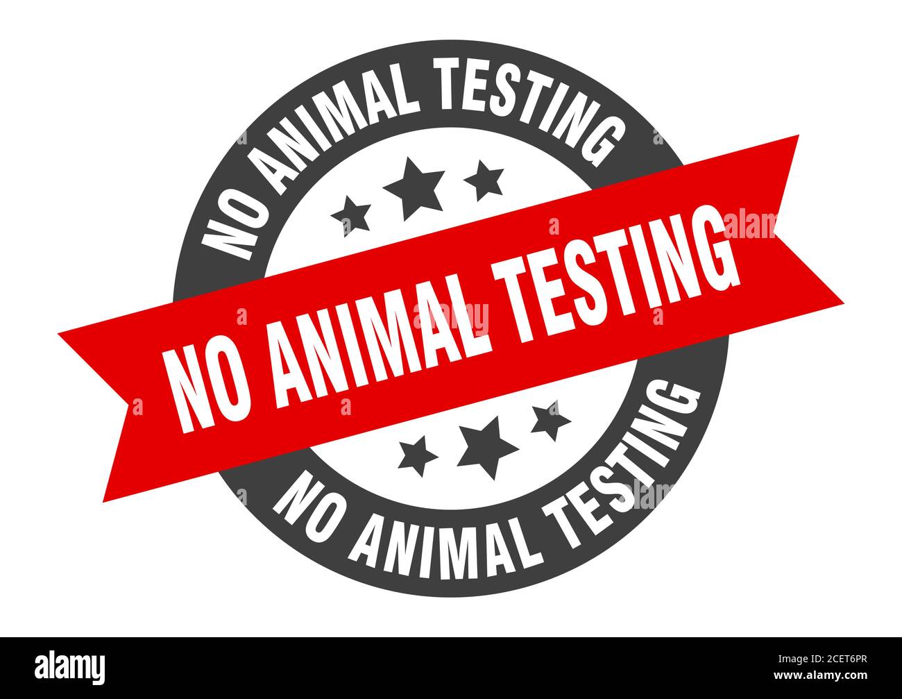 no animal testing sign. round isolated sticker. ribbon tag Stock Vector ...