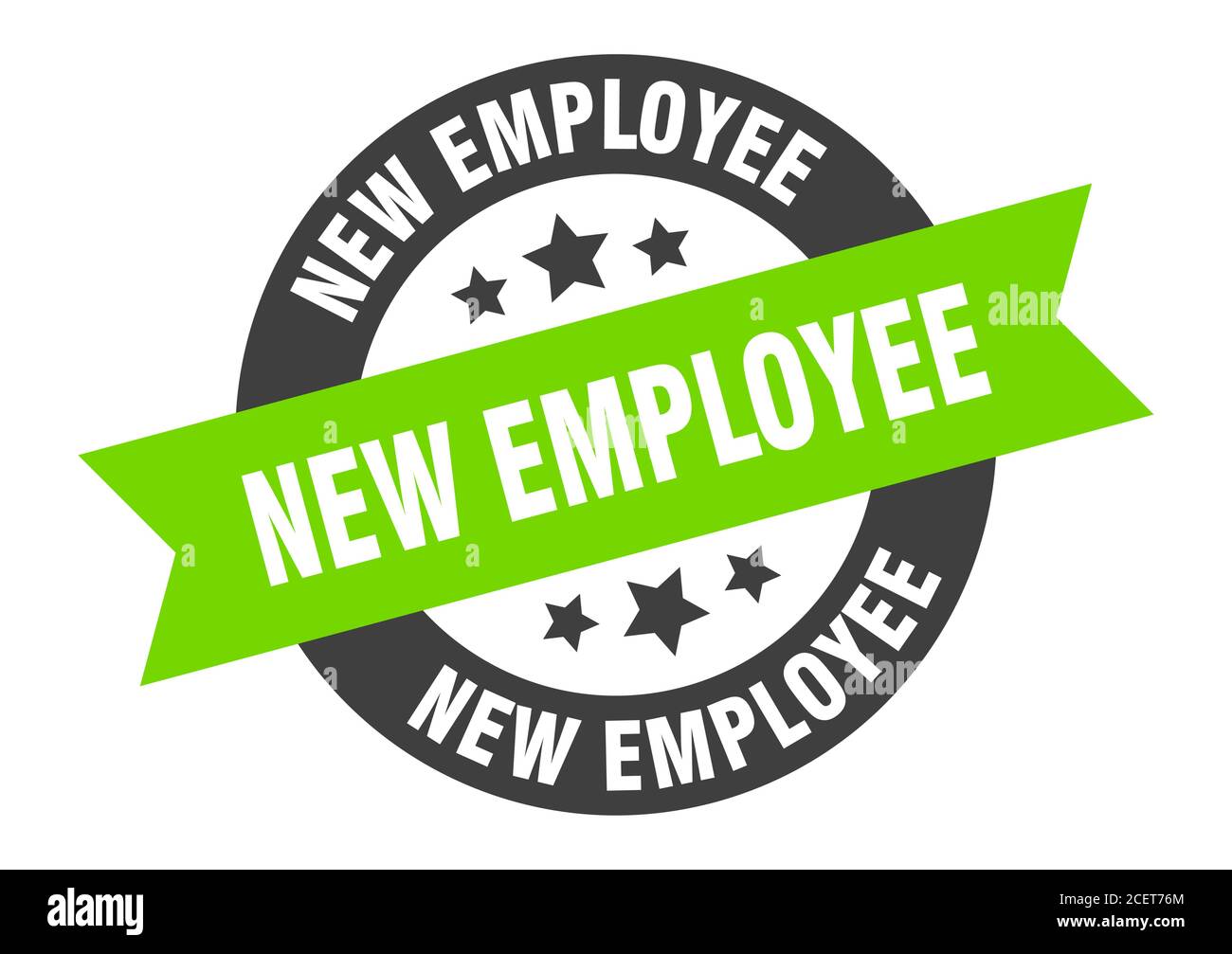 new employee sign. round isolated sticker. ribbon tag Stock Vector ...