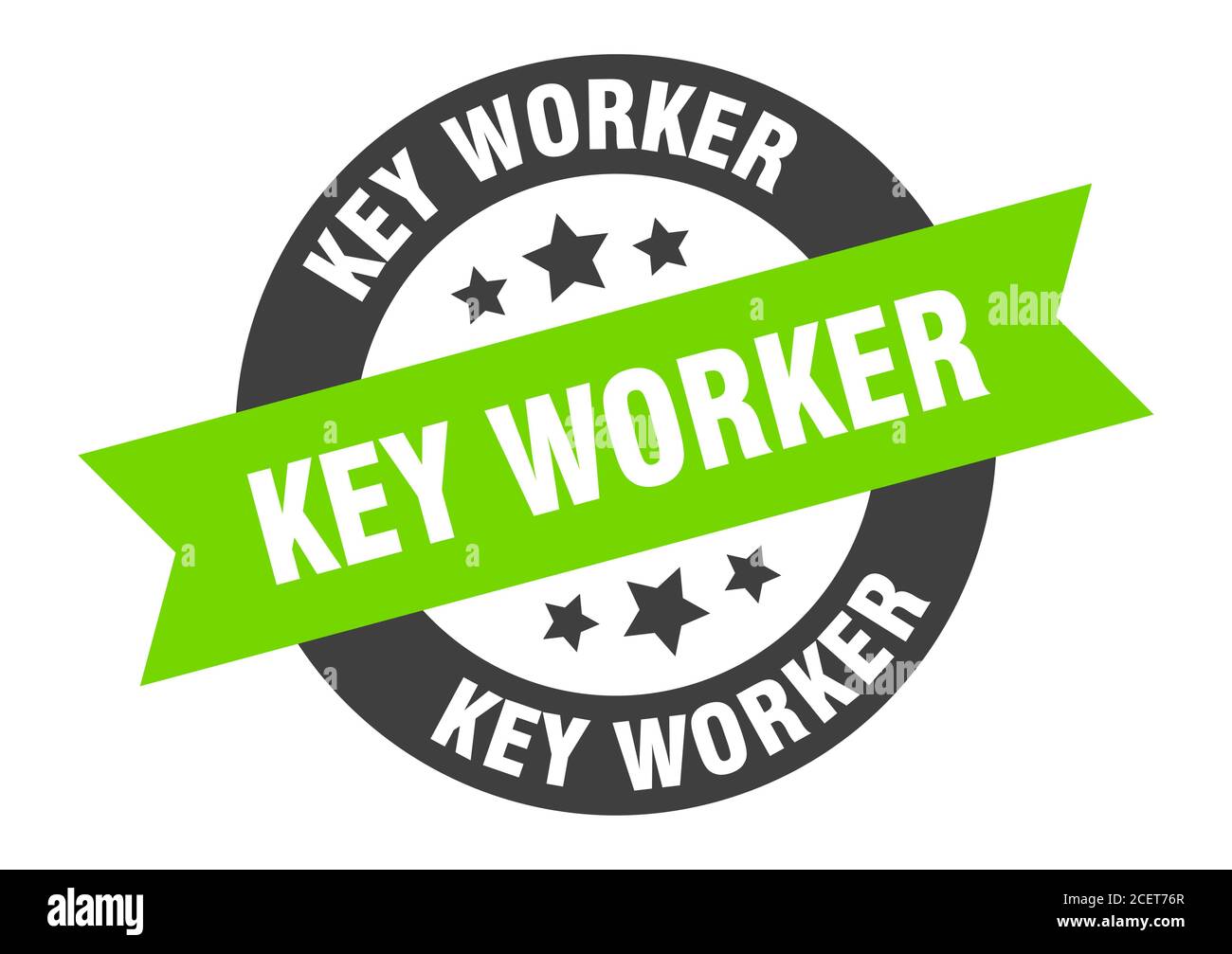 key worker sign. round isolated sticker. ribbon tag Stock Vector Image ...